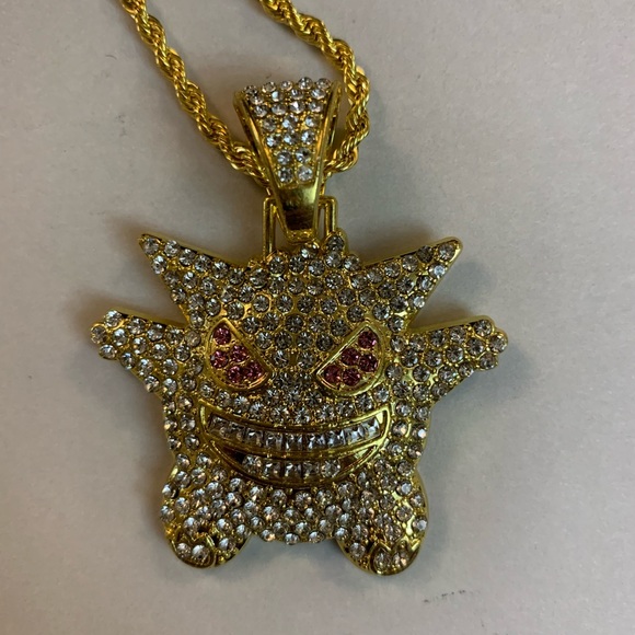 Pokemon | Accessories | Gold Pokemon Gengar Hip Hop Necklace Pendant ...